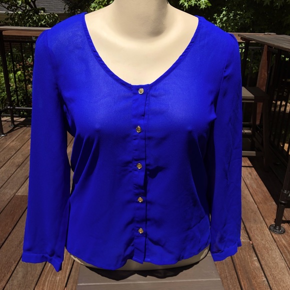 Dizzy Love | Tops | Shear Blue Top With Cut Outs | Poshmark